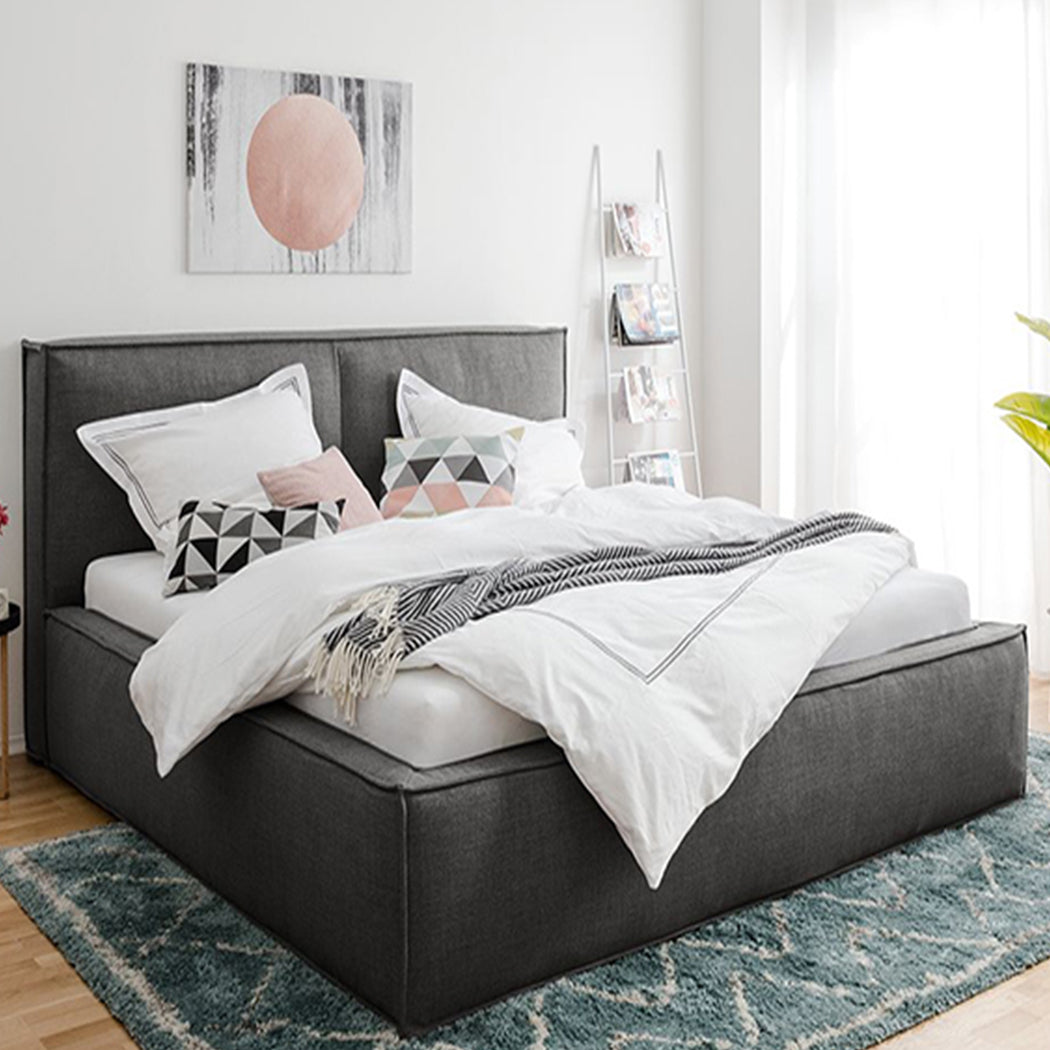 Heera Moti | Samson Bed with Hydraulic Storage | Queen | Grey Fabric ...