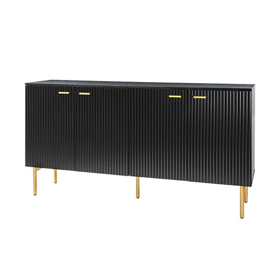 Buy Vertical Line Black Sideboard | Modern Cabinet – Heera Moti